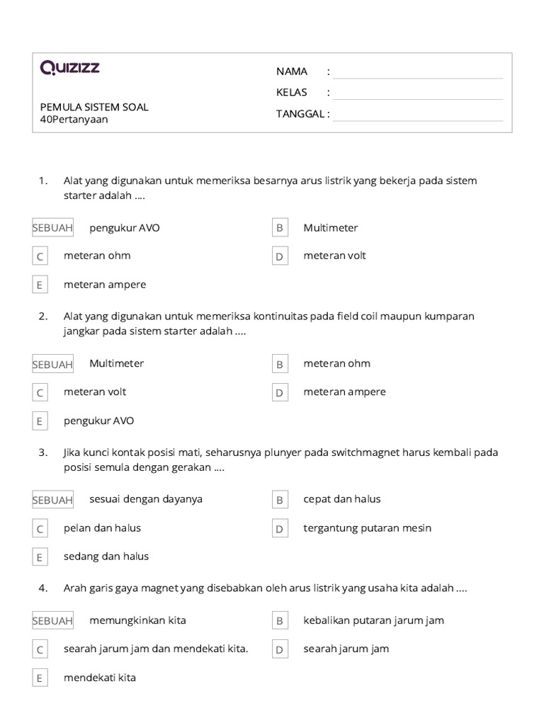 Soal Sistem Starter 12 TKR | PDF