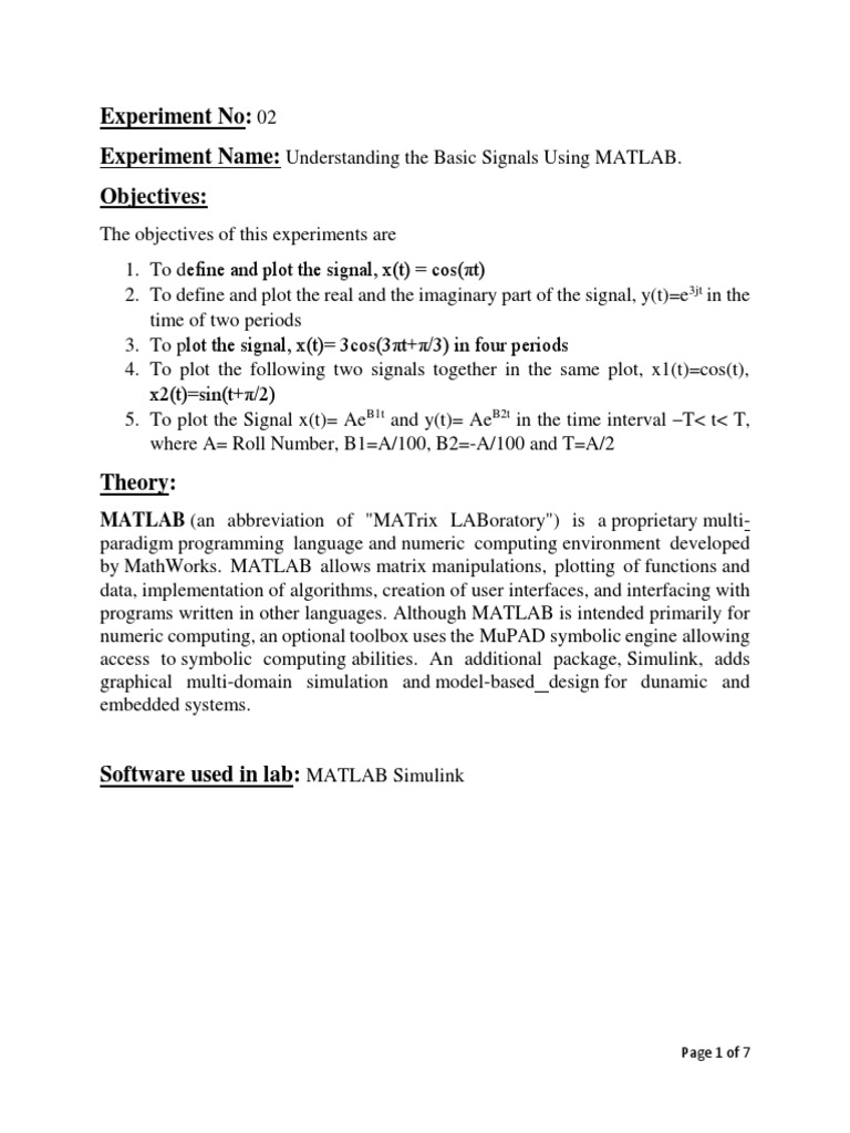 Lab 02 | PDF | Matlab | Information Age