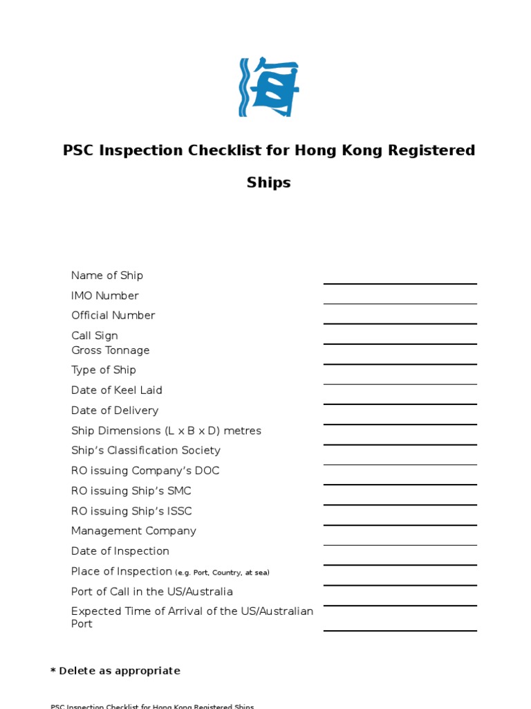 PSC Checklist | Oil Tanker | Pump