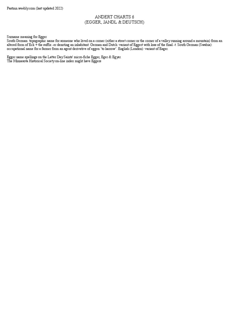 Egger-Jandl Family History Overview | PDF