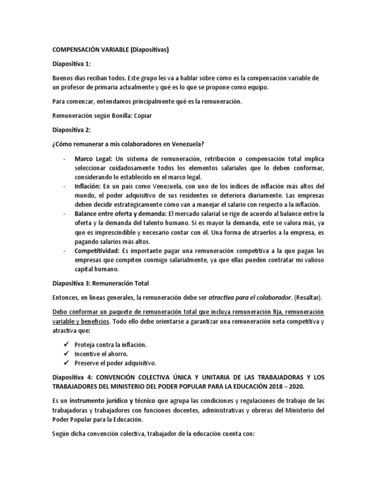 Compensación Variable | PDF | Salario | Inflación