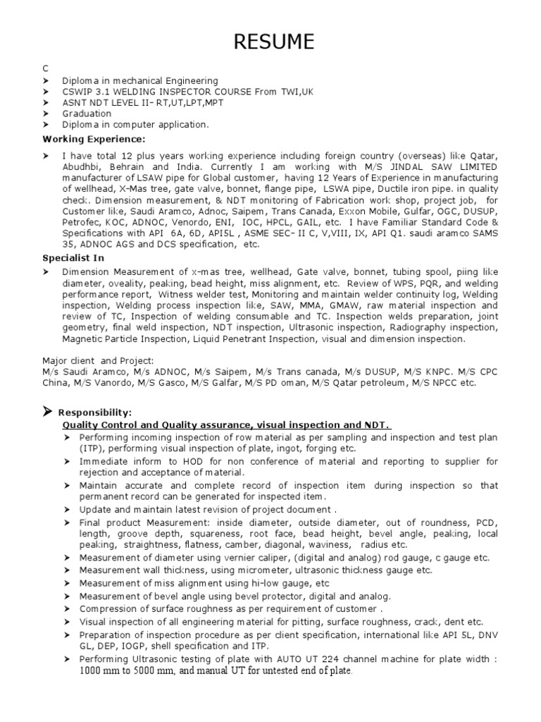 Qc Engineer Pdf Pipe Fluid Conveyance Welding