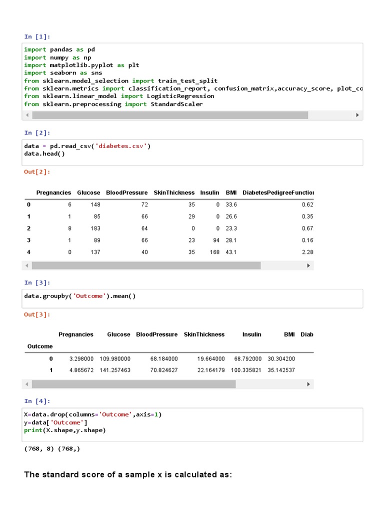 Diabetes Prediction - Logistic Regression - Jupyter Notebook | PDF ...