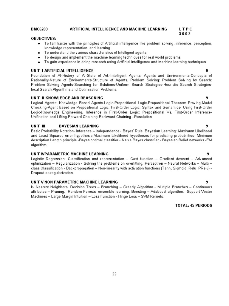 AI ML Syllabus | PDF | Artificial Intelligence | Intelligence (AI) & Semantics