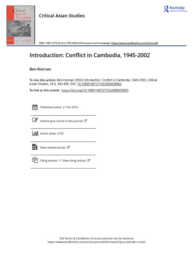 Introduction Conflict in Cambodia 1945 2002 | PDF | Democratic Kampuchea | Khmer Rouge