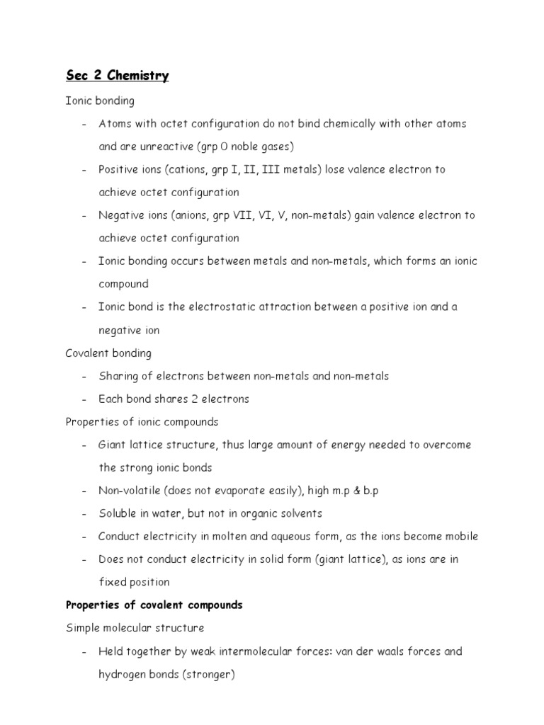 An Overview of Ionic Bonding, Covalent Bonding, and the Properties and ...
