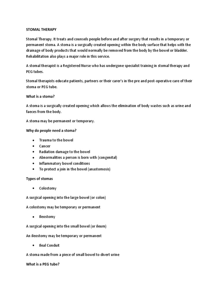 Stomal Therapy | PDF | Surgery | Health Sciences