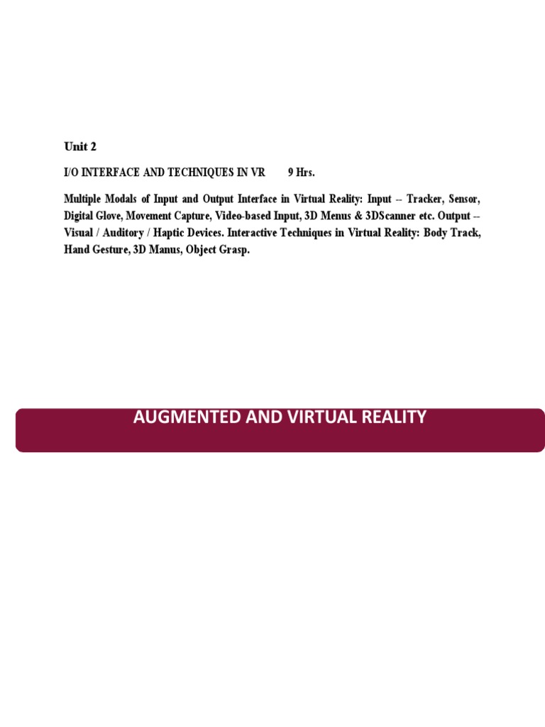 Avr Unit2 | PDF | Virtual Reality | Accelerometer