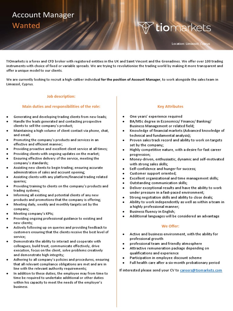 Account Manager PDF | PDF | Employment | Sales