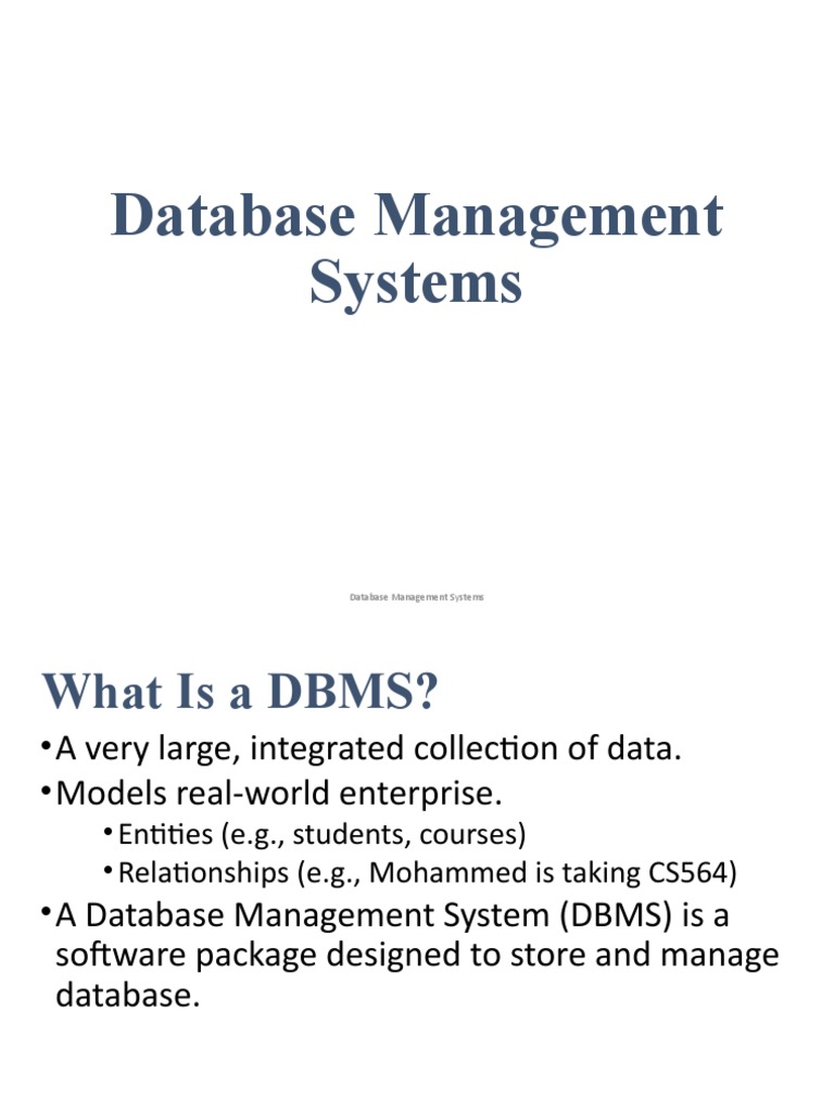 CH01 Database Management Systems | PDF | Databases | Database Transaction