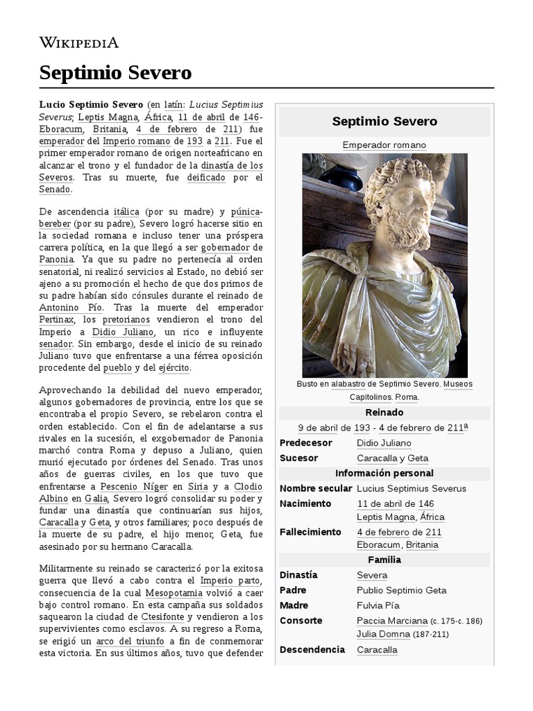 Septimio Severo | PDF | imperio Romano | Roma antigua