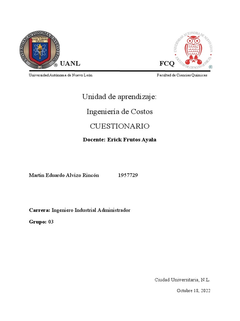 Cuestionario ABC | Descargar gratis PDF | Costo | Evaluación