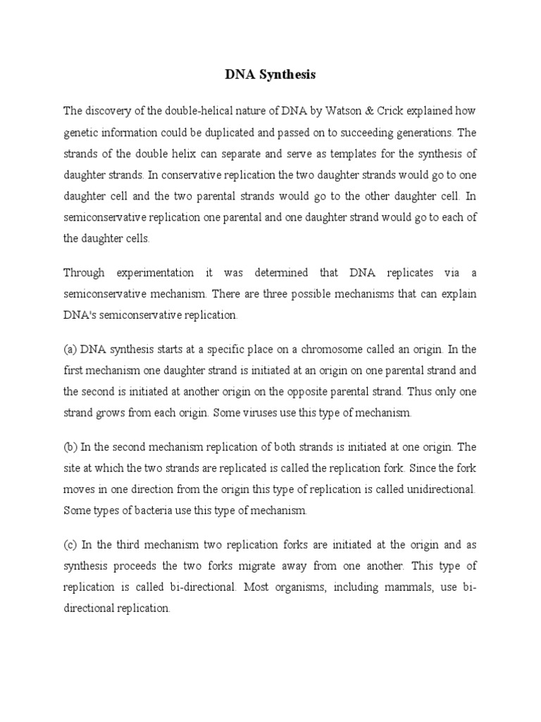DNA Synthesis | PDF | Dna Replication | Primer (Molecular Biology)