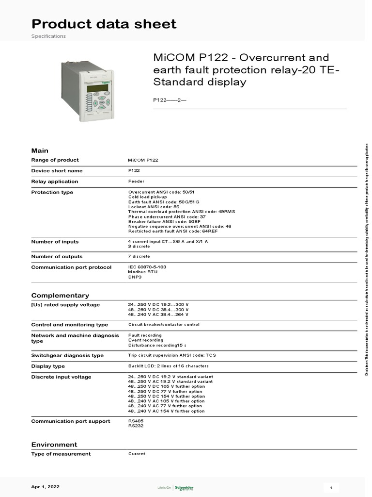MiCOM P122 | PDF | Power Supply | Electrical Engineering
