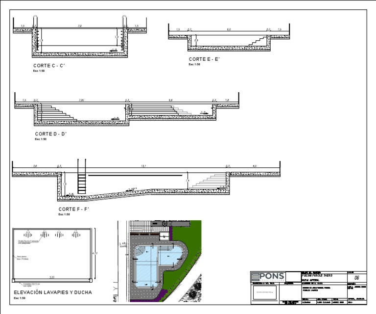 l6 Cortes de Piscina y Detalles Parque Thiers | PDF