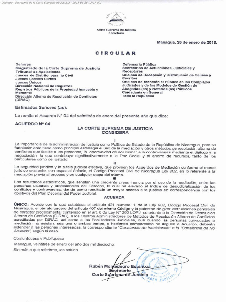 2018 Circular DIRAC | PDF | Mediación | Juez