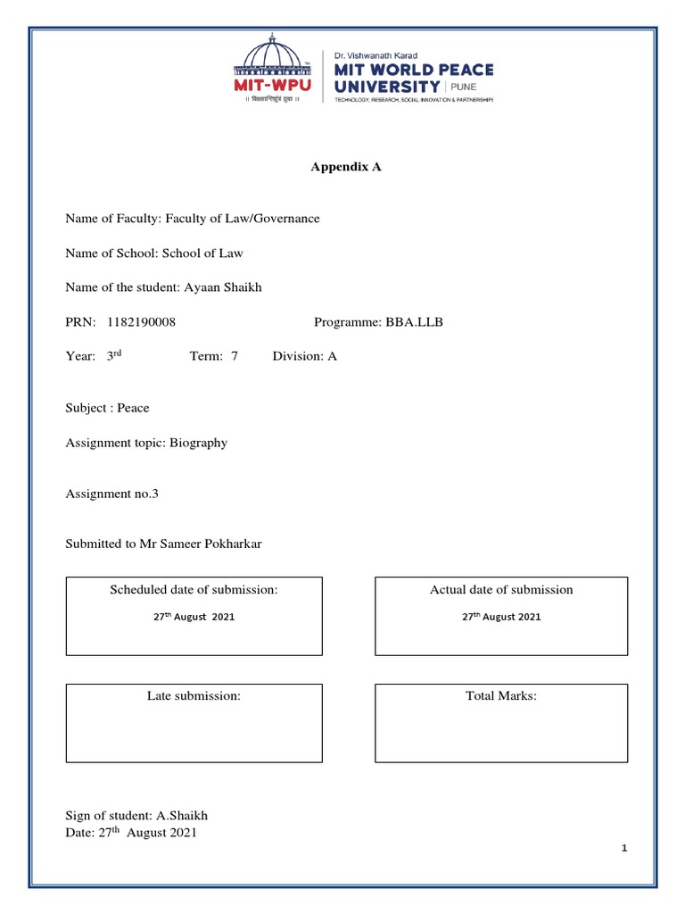 Ayaan Shaikh Peace Biography | PDF