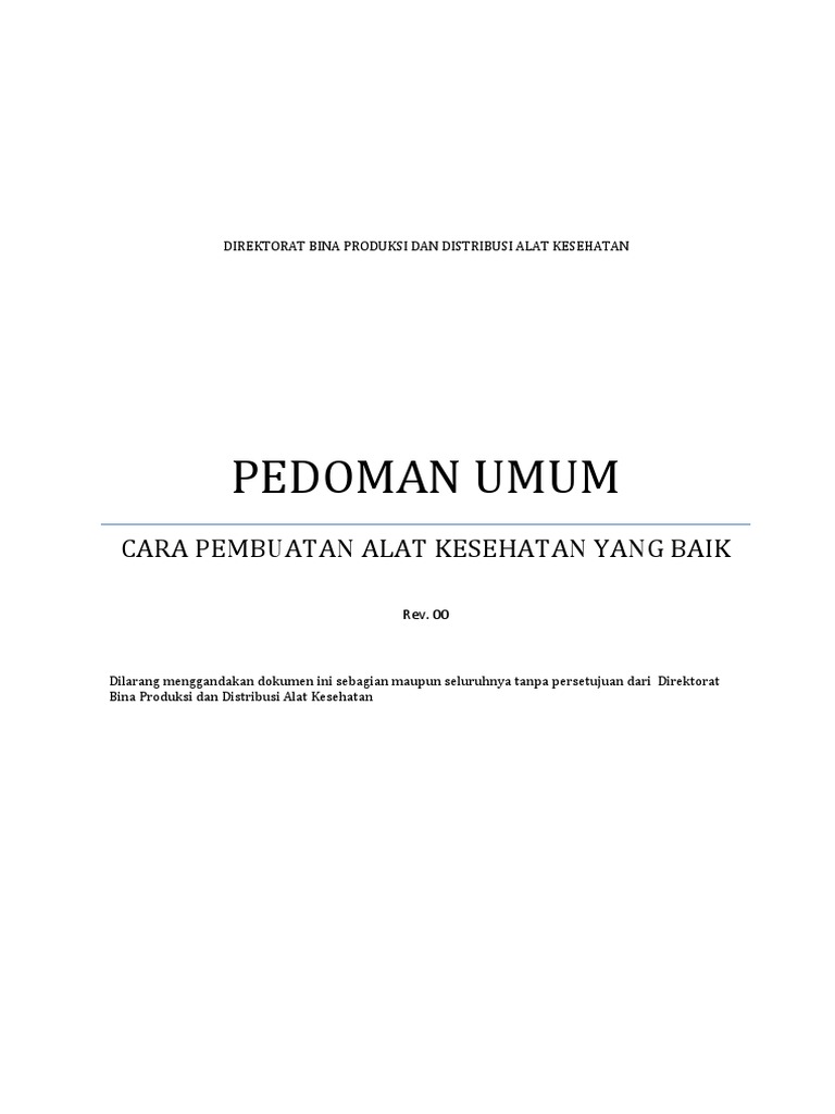 Pedoman Mutu Produksi Alat Kesehatan | PDF | Bisnis | Pengelolaan Keuangan & Uang