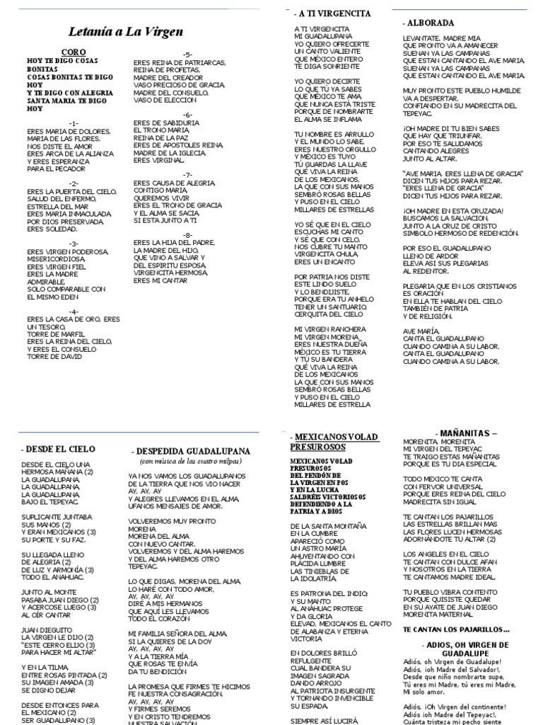 Letanía A La Virgen: Hoy Te Digo Cosas Bonitas Cosas Bonitas Te Digo HOY Y Te Digo Con Alegria ...