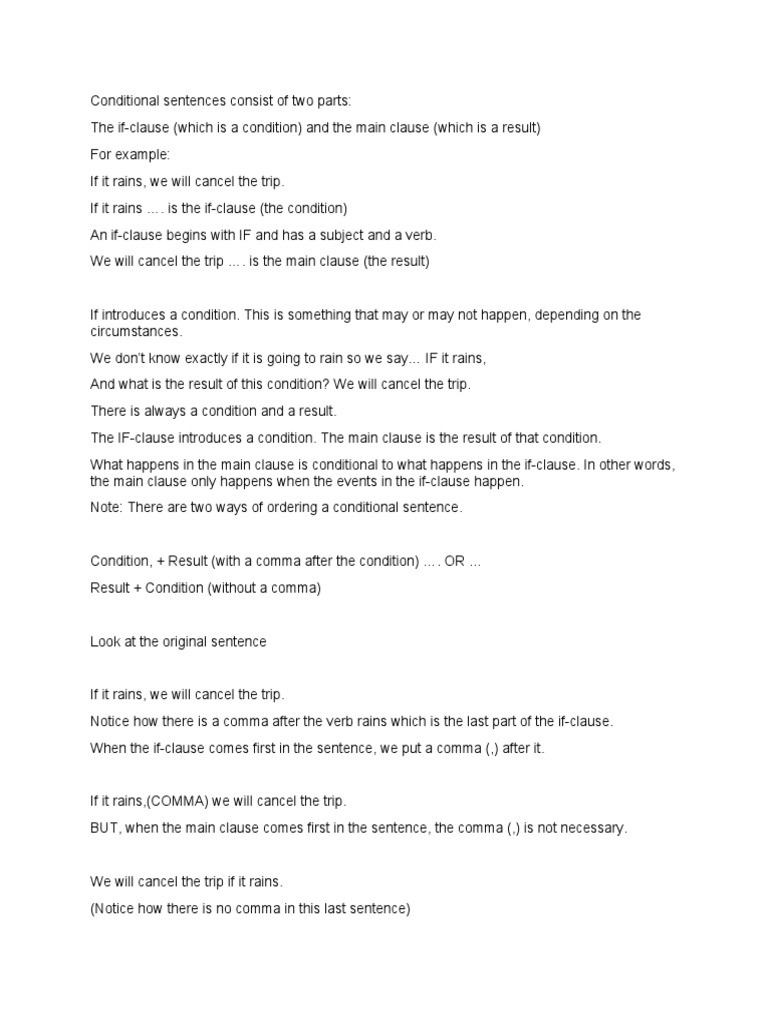 CONDITIONALS | PDF | Comma | Sentence (Linguistics)