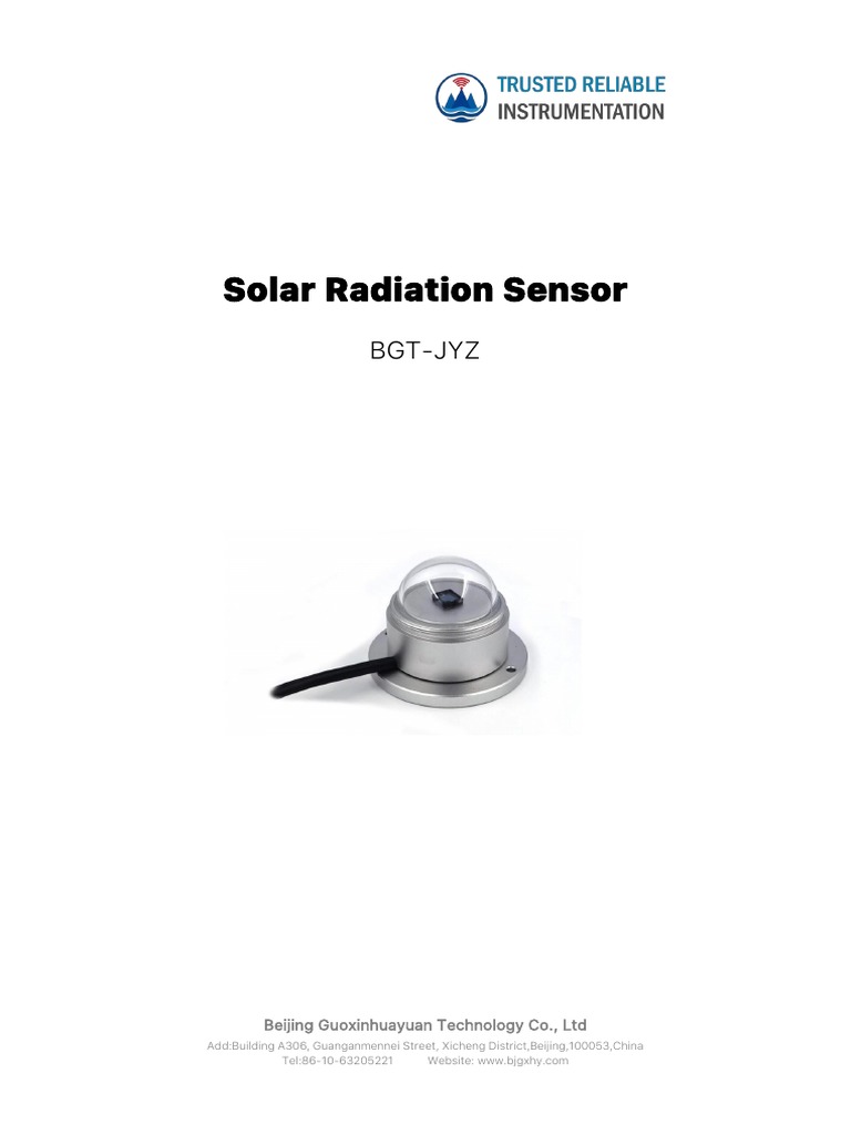 Manual For BGT-JYZ Solar Radiation Sensor | PDF | Computer Data ...