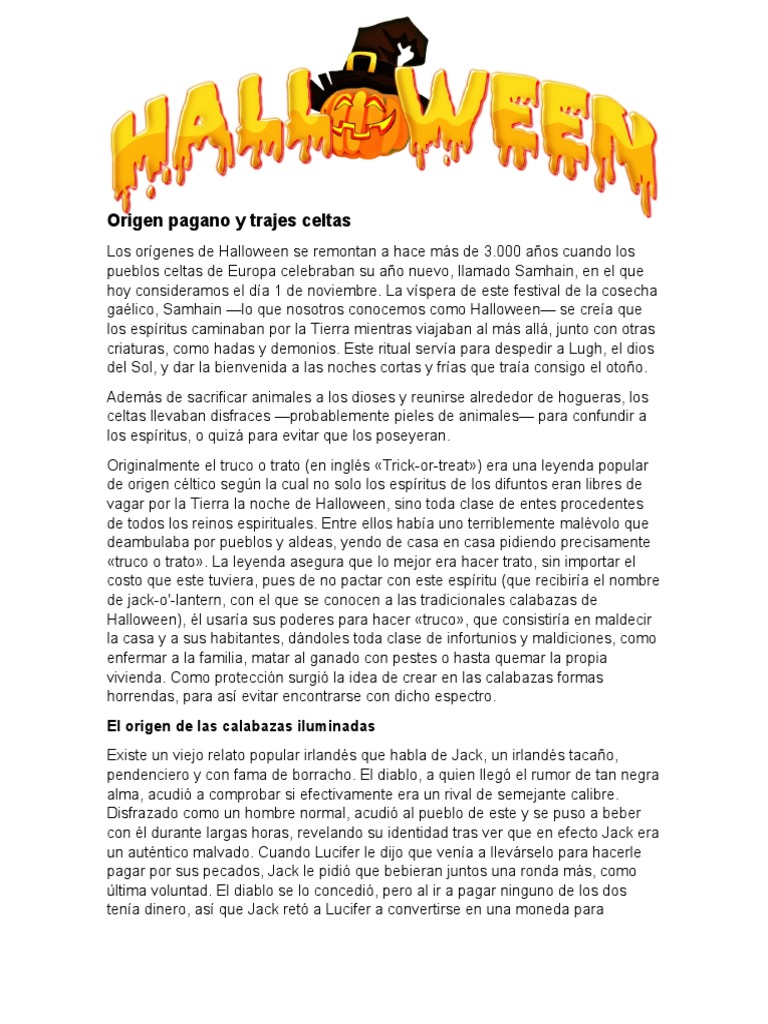 Orígenes de Halloween y Samhain | PDF | Víspera de Todos los Santos ...