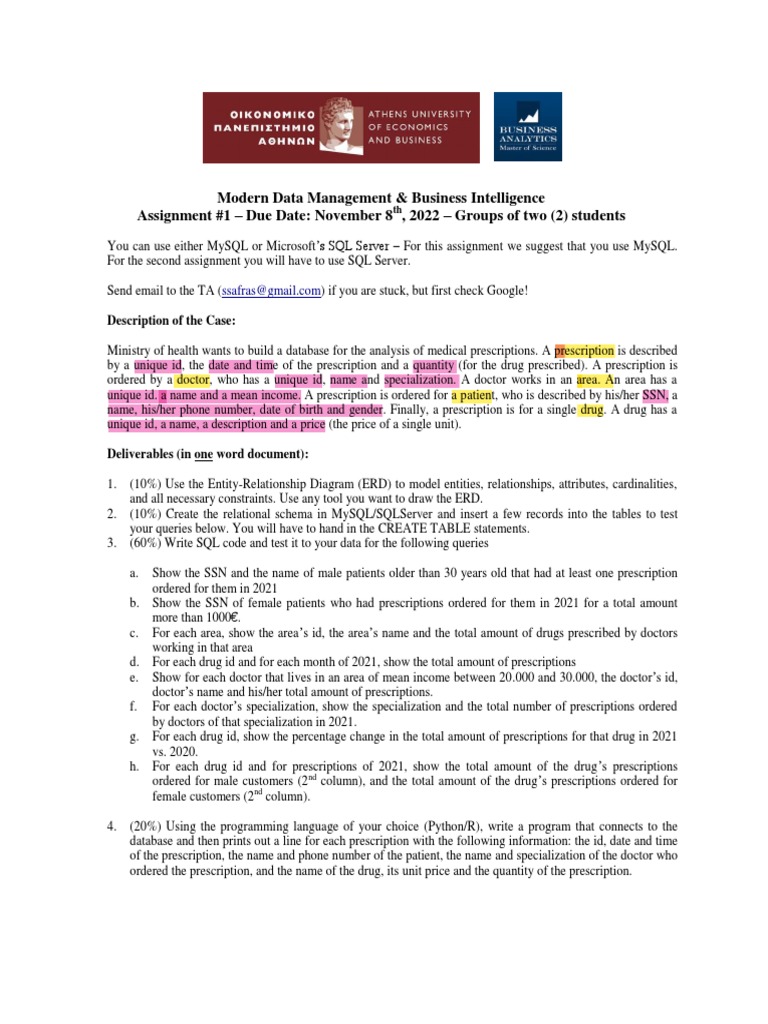Assignment 1 | PDF | Medical Prescription | Information Technology