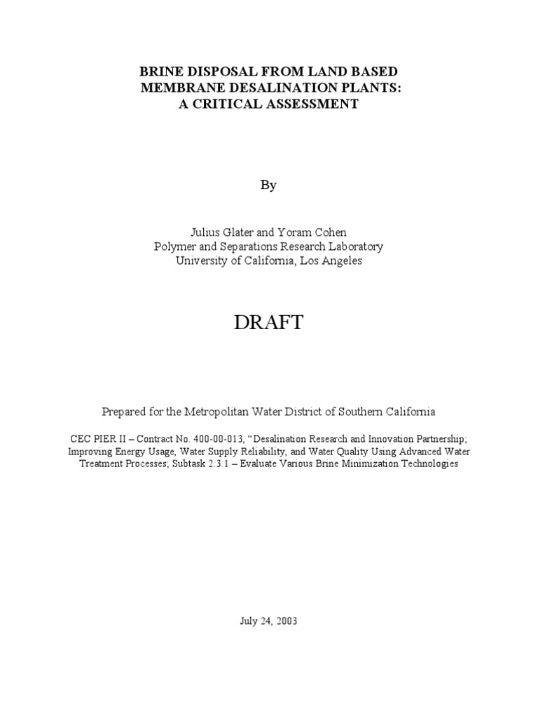 Brine Disposal | PDF | Desalination | Water