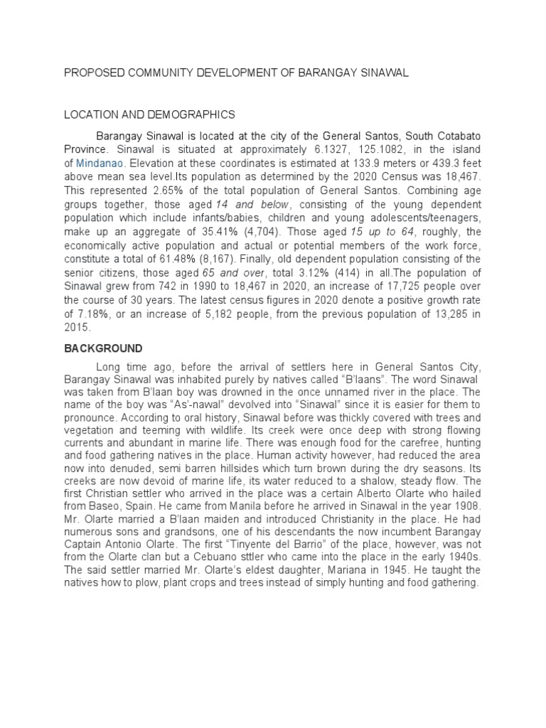 Proposed Community Development of Barangay Sinawal | PDF | Clinic ...