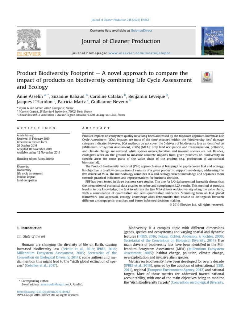 Product Biodiversity Footprint - 2020 | PDF | Biodiversity | Life Cycle ...