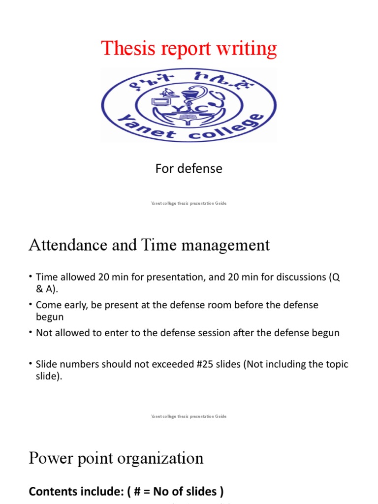 Thesis Report Presentation Guide MPH | PDF | Thesis | Science