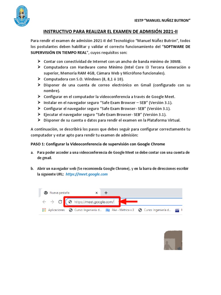 Instructivo Examen de Admisión 2021-Ii | PDF | Archivo de computadora | Videotelefonía