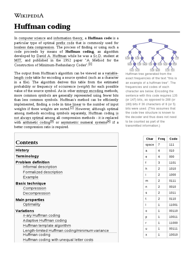Huffman Coding | PDF