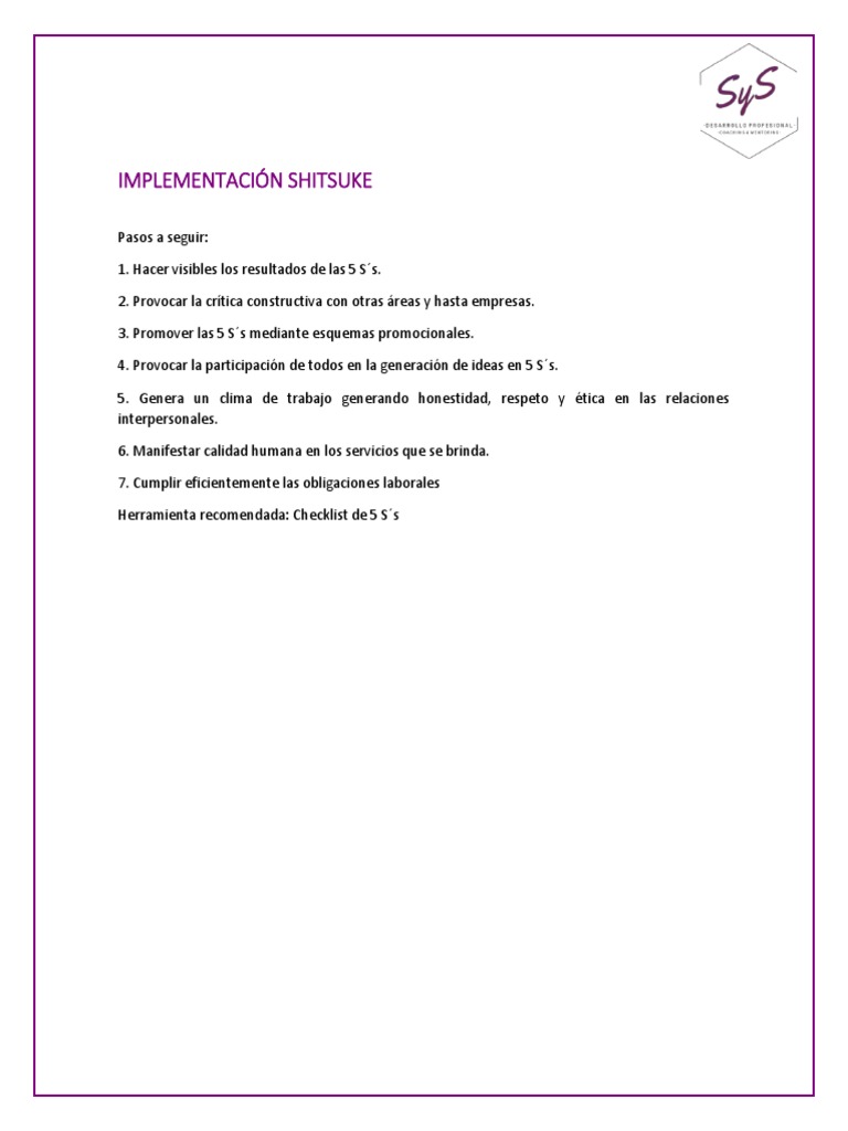 Implementacion Shitsuke | PDF