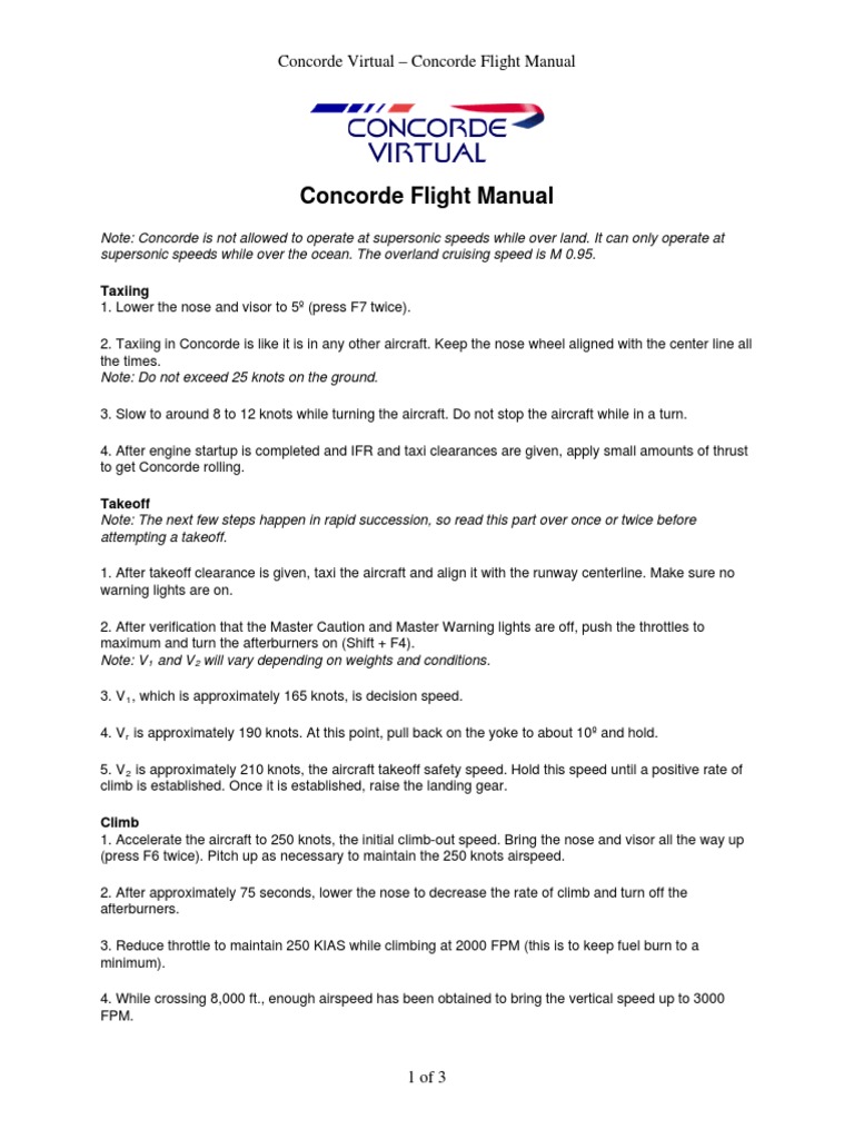 Flight Manual Concorde | Download Free PDF | Mach Number | Takeoff