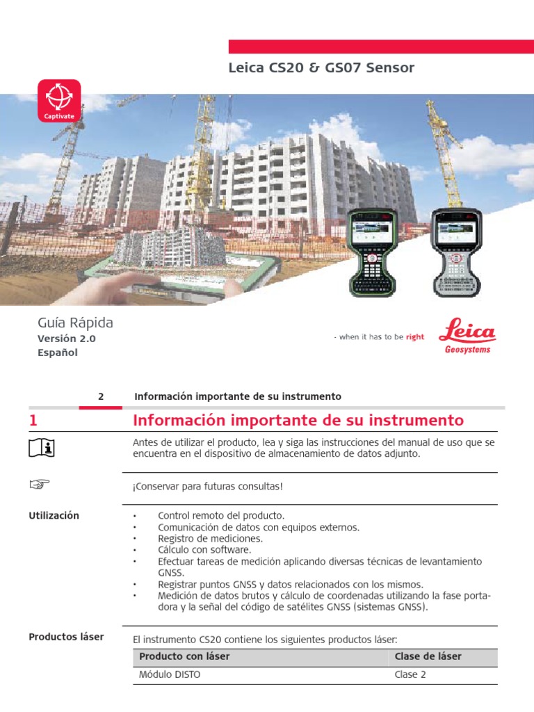 Leica CS20 GS Sensors QG v2-0-0 Es | PDF | Láser | Relámpago
