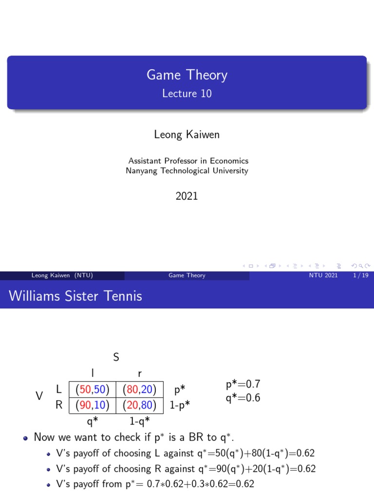 Lecture 10 | PDF | Game Theory | Taxes