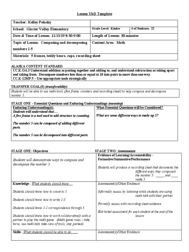Composing and Decomposing Number 5 | PDF | Teaching | Behavior Modification
