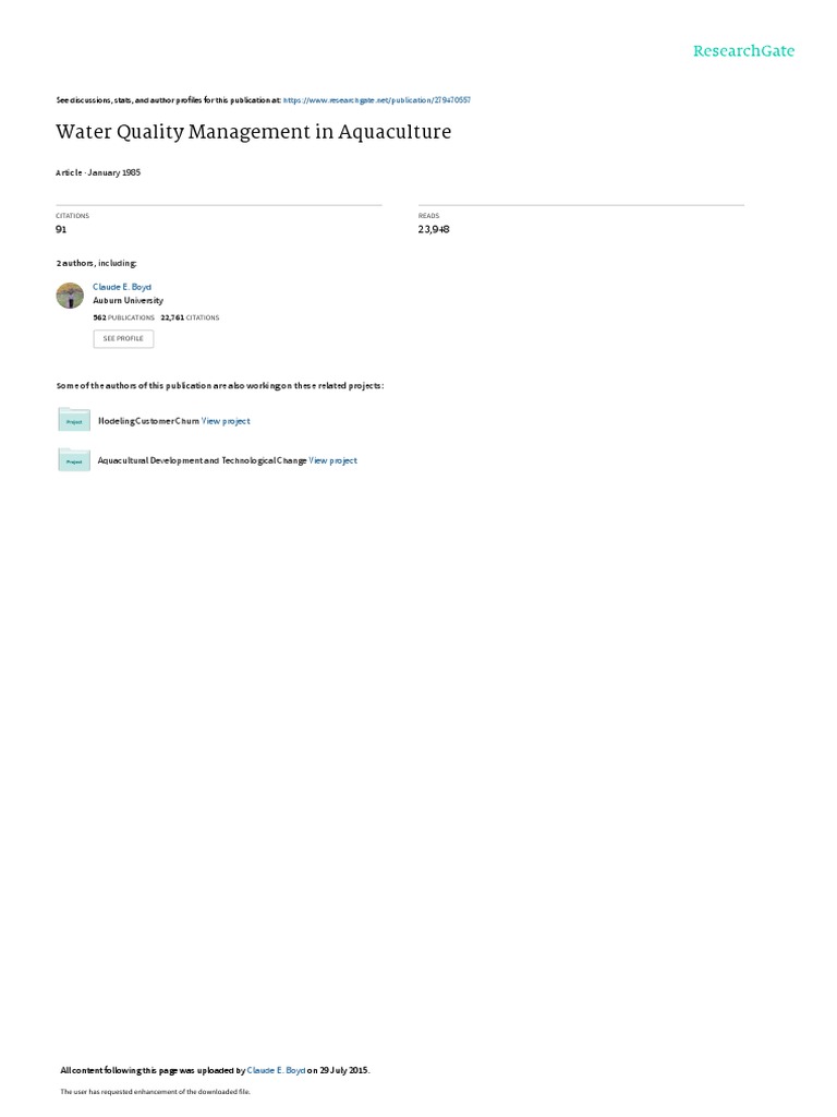 Water Quality Management in Aquaculture | PDF | Salinity | Ammonia