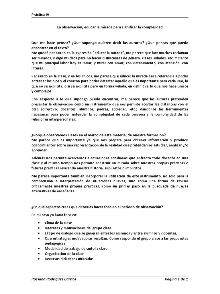 La Observación, Educar La Mirada | Descargar gratis PDF | Método de enseñanza | Modificación de ...