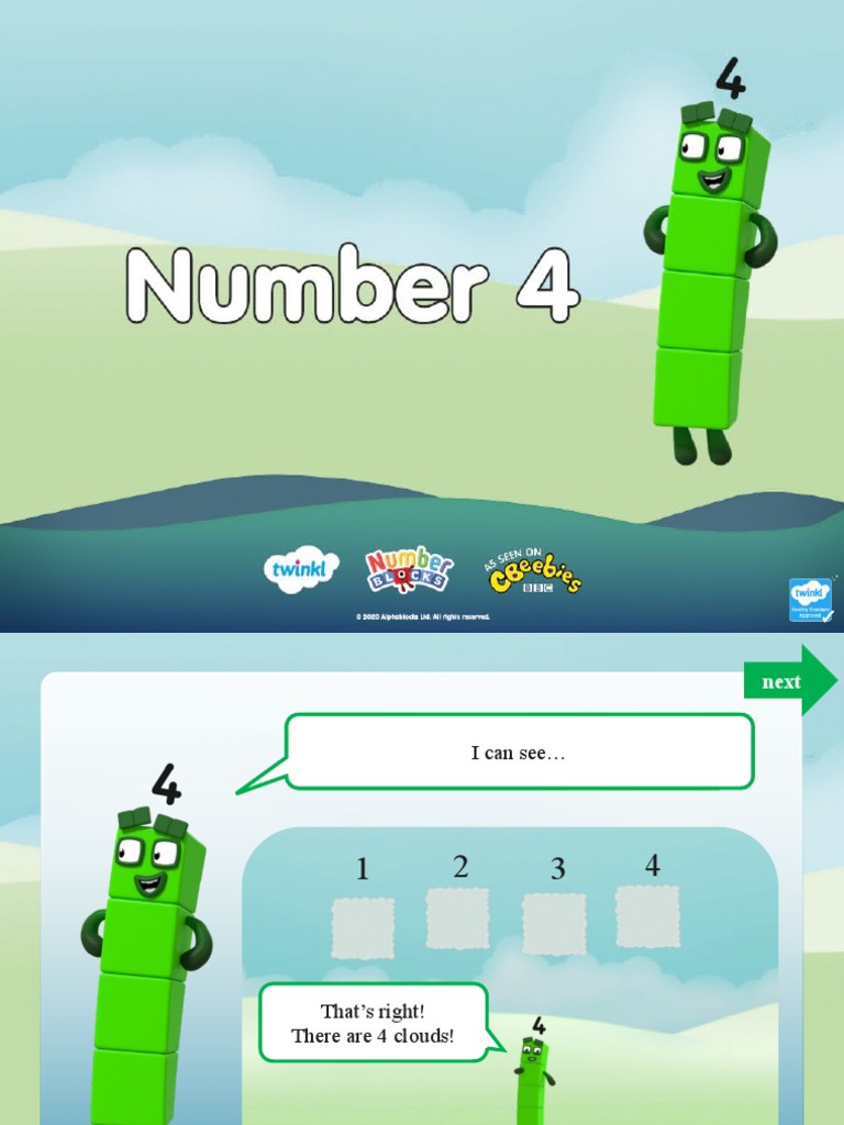 T M 32437 Numberblocks Number 4 Powerpoint - Ver - 13 | PDF