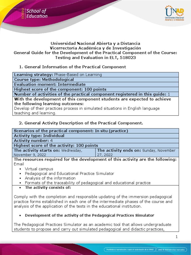 Practice Development Guide and Evaluation Rubric - Unit 3 - Phase 4 - Practical Component ...