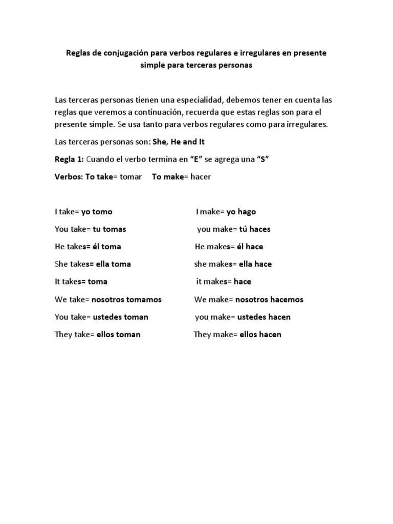 Conjugación de Verbos en Presente Simple | PDF | Verbo | Ciencia cognitiva