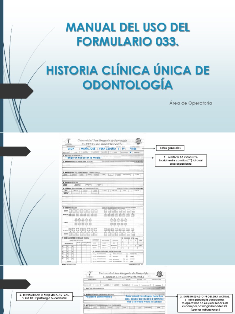 Manual Del Uso Del Formulario 033 | PDF | Odontología | Diente