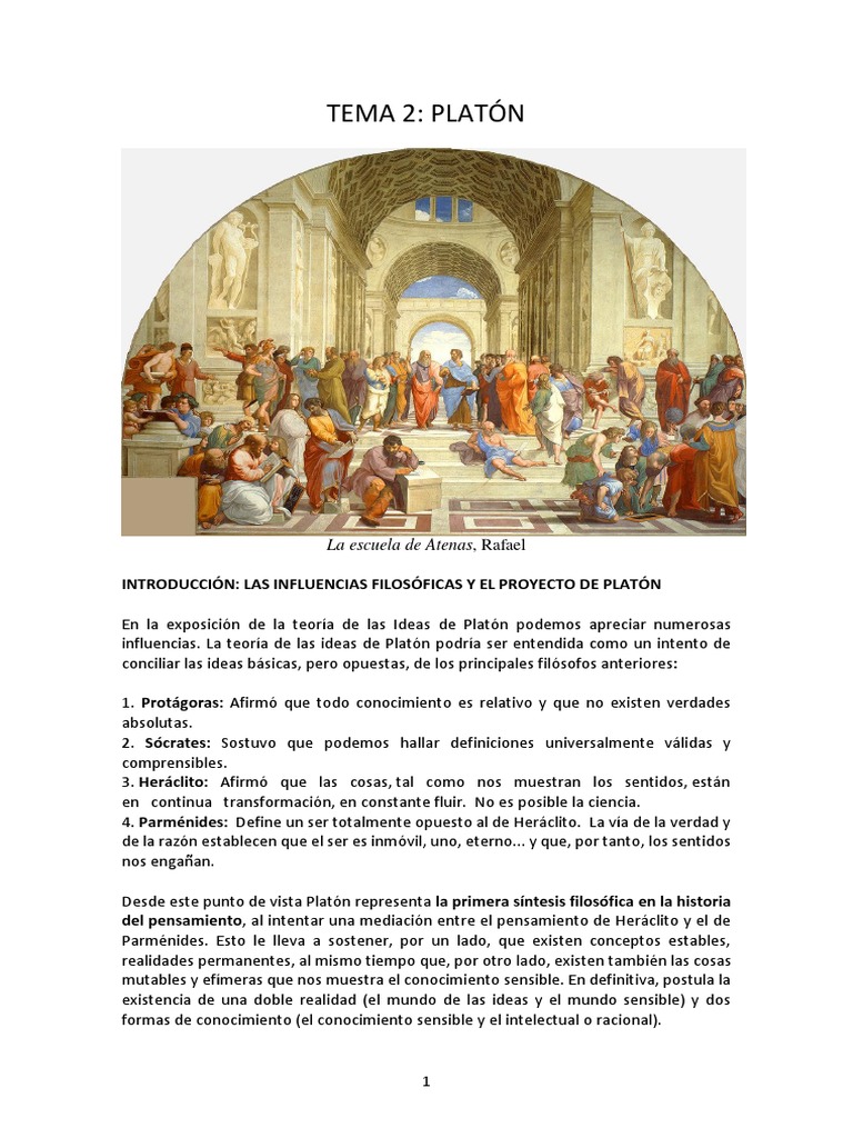 Tema 2 Platón | PDF | Platón | Conocimiento