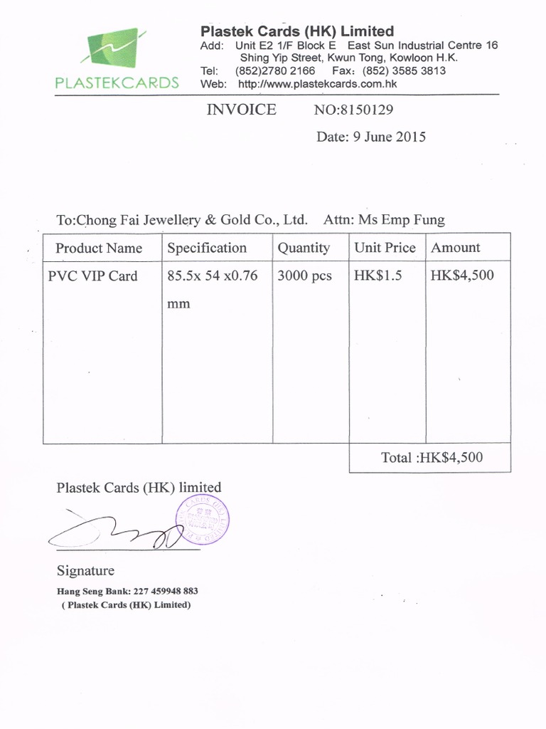 VIP Card - Invoice | PDF