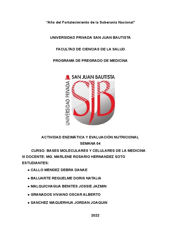 Practica Semana 4. G3. Sub1 | PDF | Enzima | Índice de masa corporal