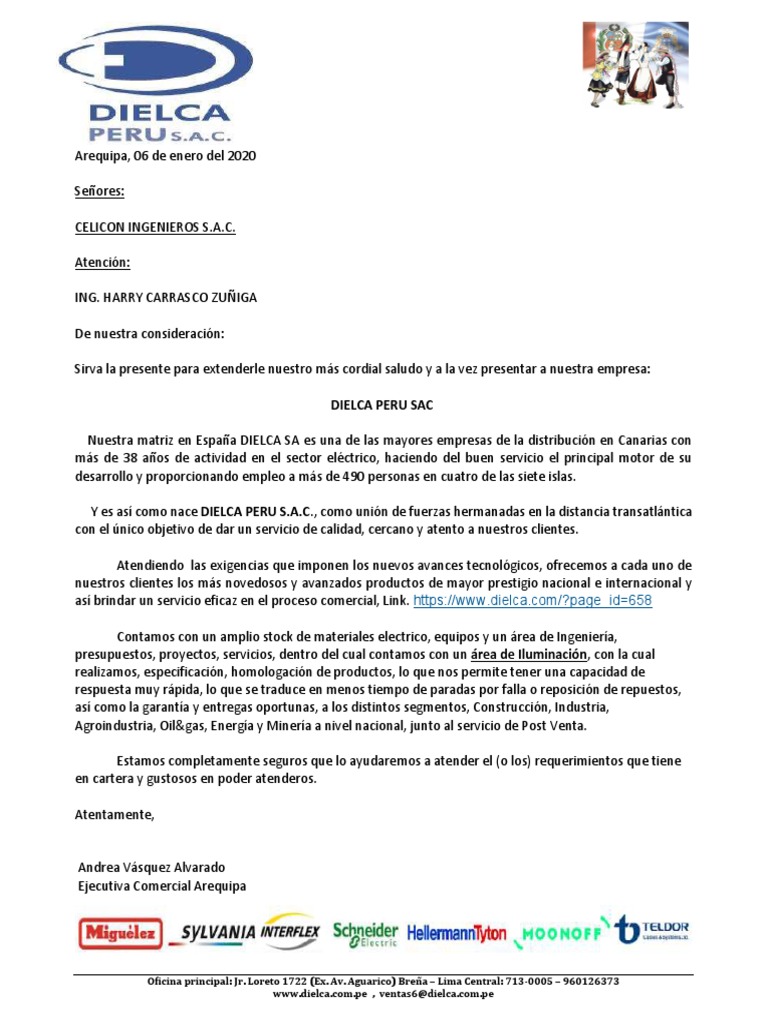 Carta de Presentacion Celicon Ingenieros Sac | PDF