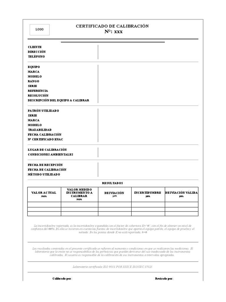Formato Certificado de Calibración | PDF