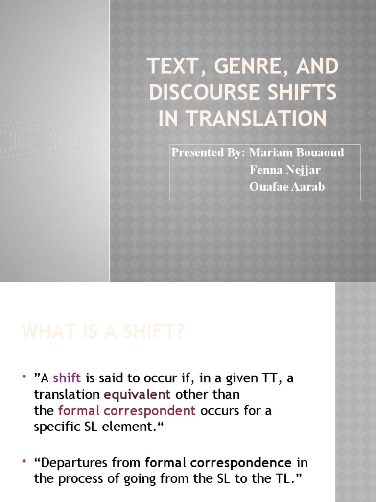 Genre and Discourse Shifts in Translation | PDF | Linguistics ...